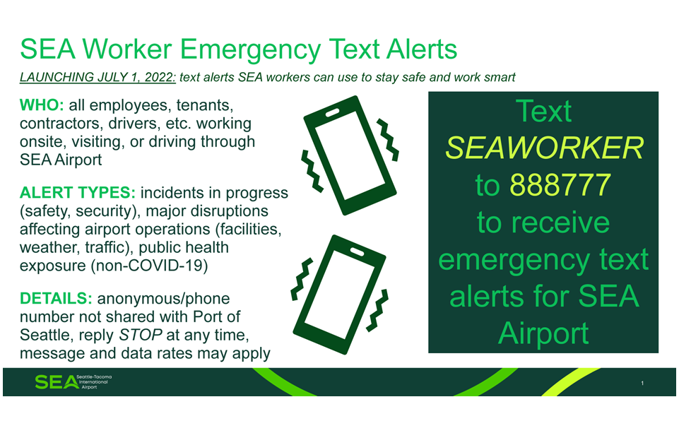 SEA Worker Emergency Text Alerts | Port of Seattle