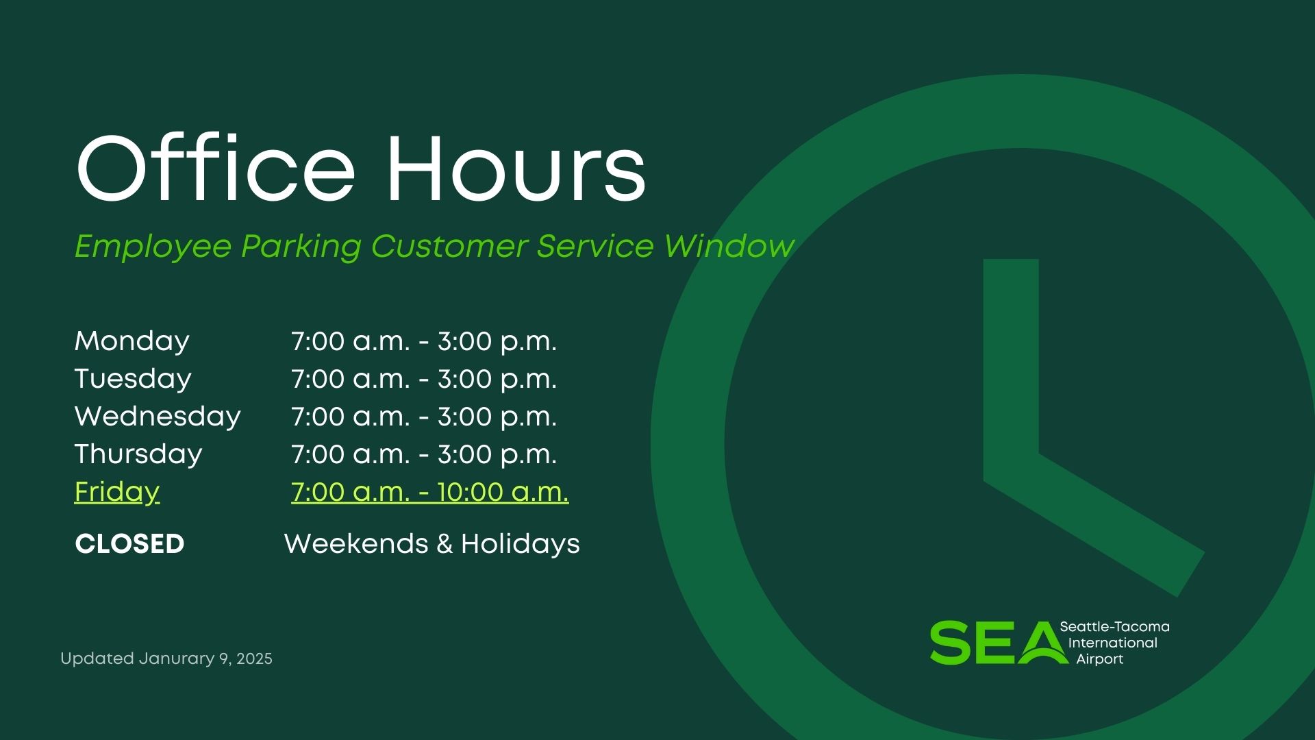 Office Hours | Port of Seattle